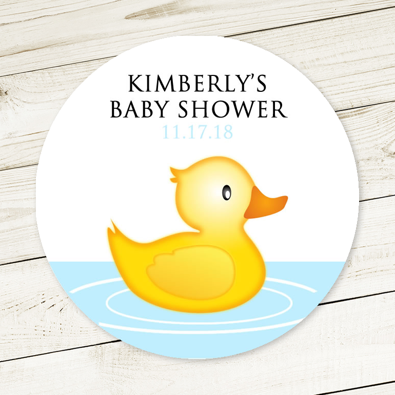 Custom Stickers - Rubber Ducky Party Stickers - 2" Round Baby Shower ...