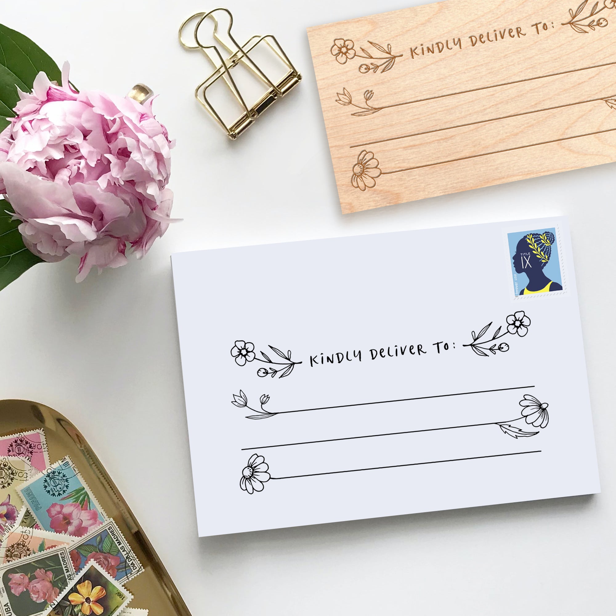 Rubber Stamp - Addressing Stamp - Wildflower Template – Bushel & Peck Paper